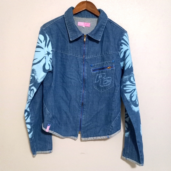 Rip Curl | Jackets & Coats | Rip Curl Girl Ml Beach Front Zip Jeans Jacket Aloha Sleeves | Poshmark